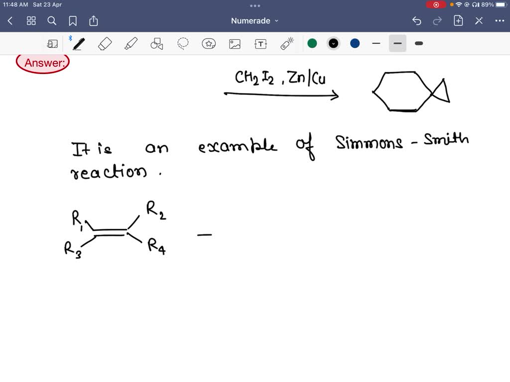 SOLVED: Draw the structure for an alkene that gives the following reaction product: CH2I2, Zn/Cu ...