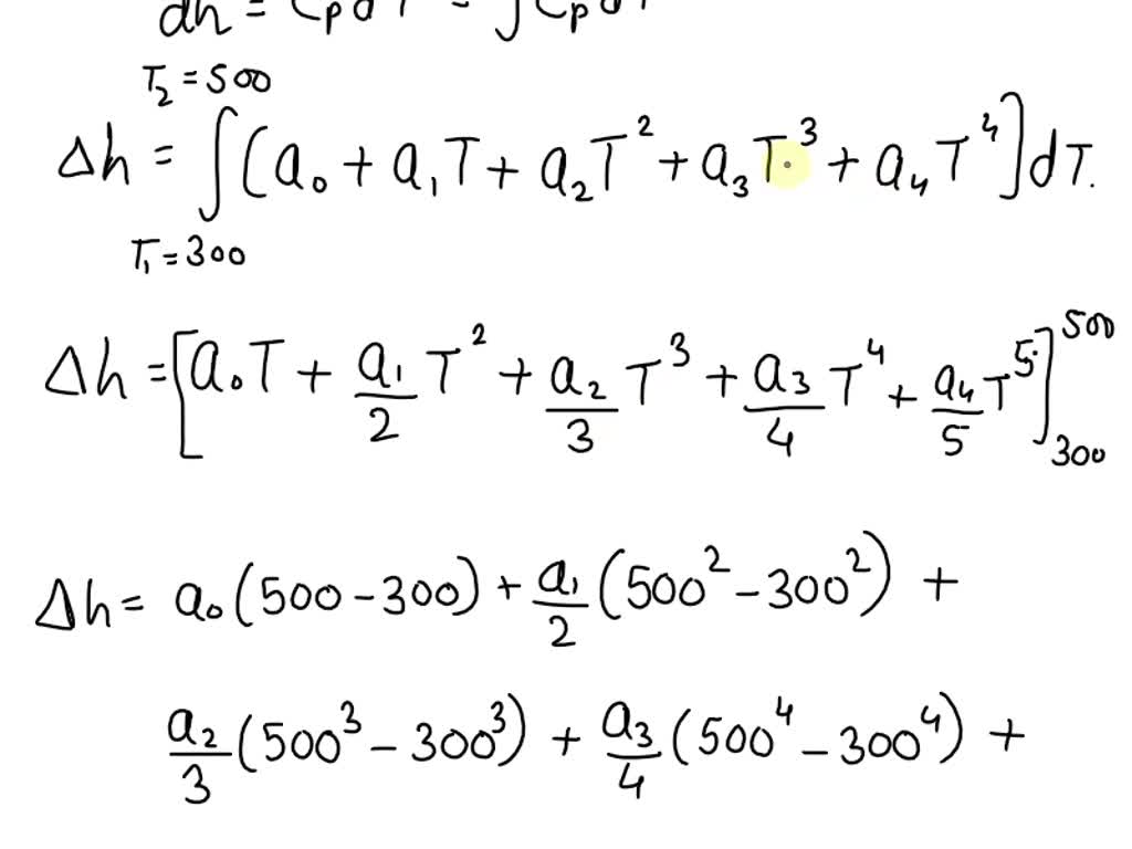 SOLVED: Write down the polynomial expression for variation of Cp with temperature for air. Use ...