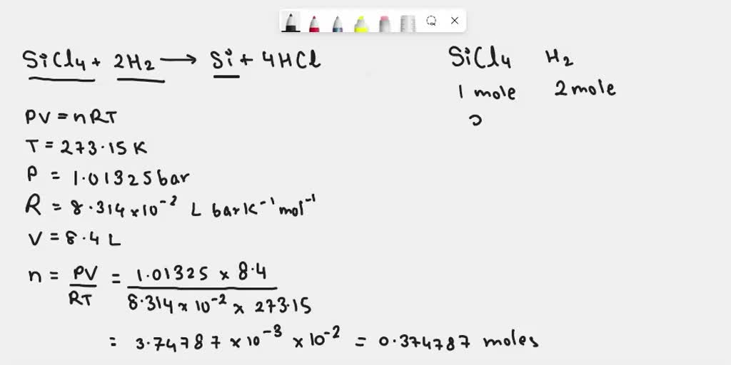 SOLVED: Question 8 If 18.1 g of silicon tetrachloride reacts with 8.4 ...