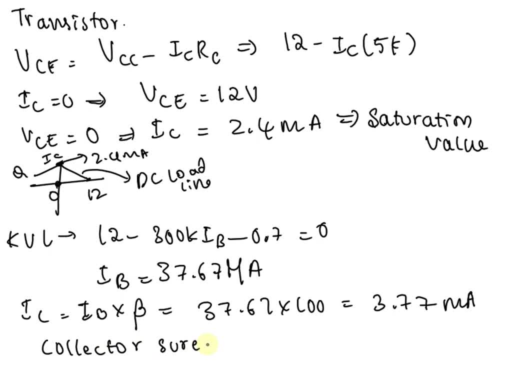 The following figure shows that a silicon transistor with Î²=100 is ...