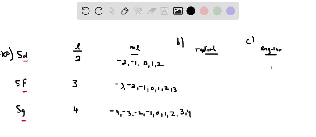 SOLVED: a) Determine the possible values for the n and l quantum ...
