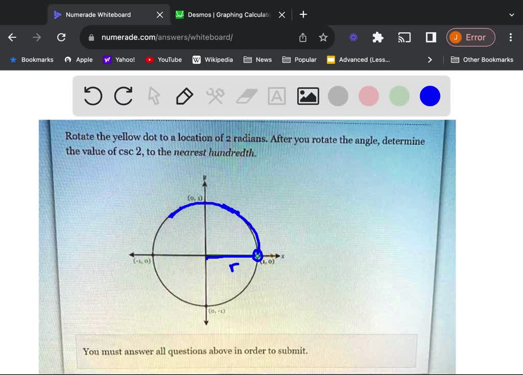 SOLVED: Rotate the yellow dot to a location of ? radians After you ...