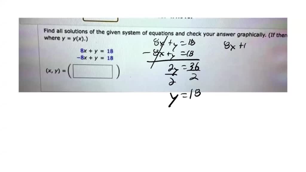 SOLVED: Determine the number of solutions to the system of equations represented by the graph ...