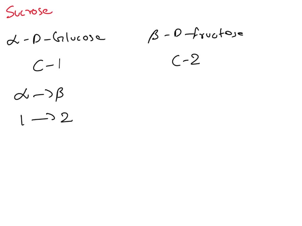 SOLVED: Sucrose is formed by fructose and glucose. The bond formed is ...
