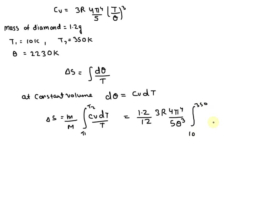 SOLVED: According to Debye's law, the molar heat capacity at constant volume ofa Diamond varies ...