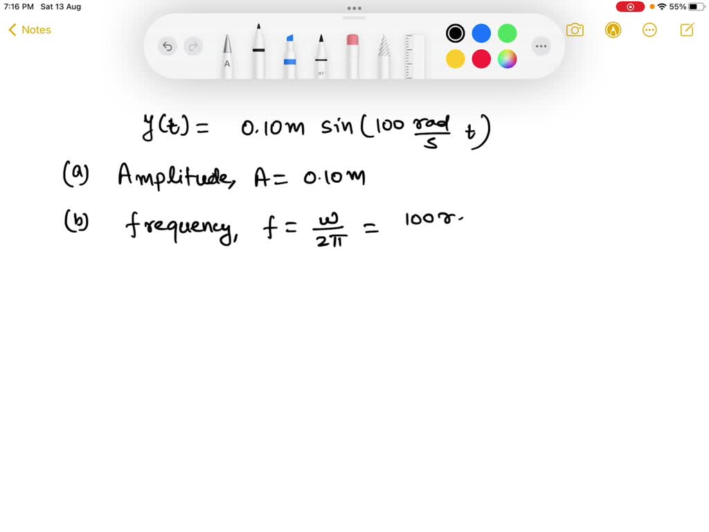 SOLVED: The equation of motion for an oscillator in vertical SHM is given by: (0.10m)sin(100 rad ...