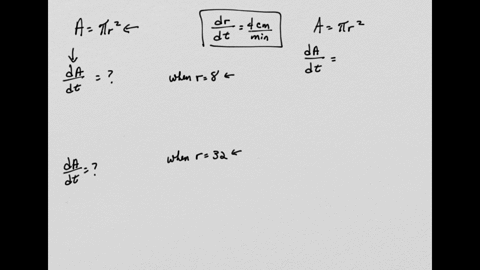 SOLVED:The radius r of a circle is increasing at a rate of 4 centimeters per minute. Find the ...