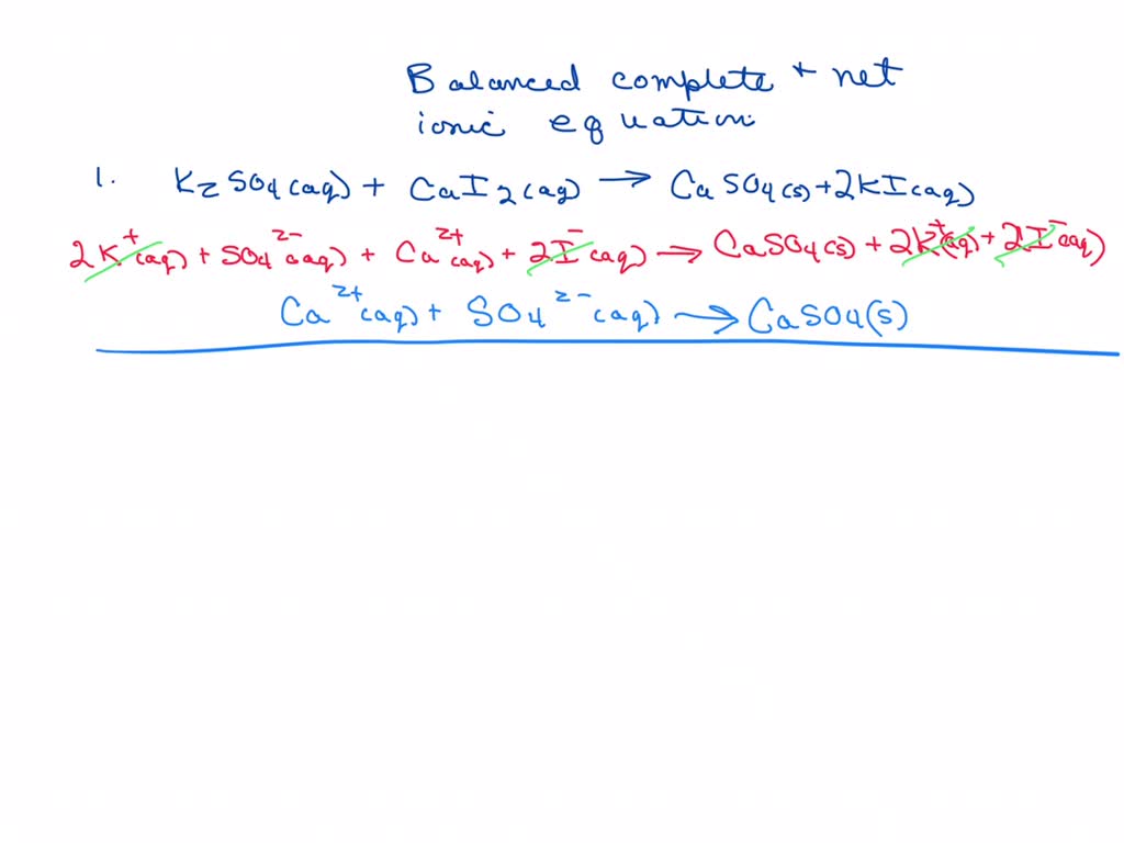 SOLVED: Part A Enter the balanced complete ionic equation for K2SO4(aq) + CaI2(aq) â†’ CaSO4(s ...