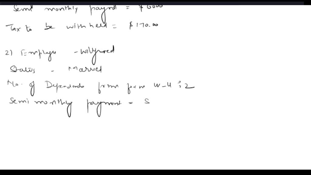 SOLVED: Employees must complete Form W-4 (Employee's Withholding ...
