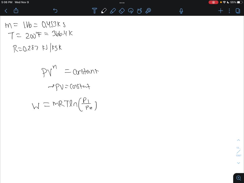SOLVED: Subject: thermodyanmics (Ideal Gas)#N#one pound of air with an ...