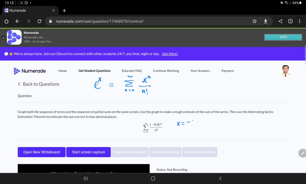 SOLVED: Texts: Graph both the sequence of terms and the sequence of partial sums on the same ...