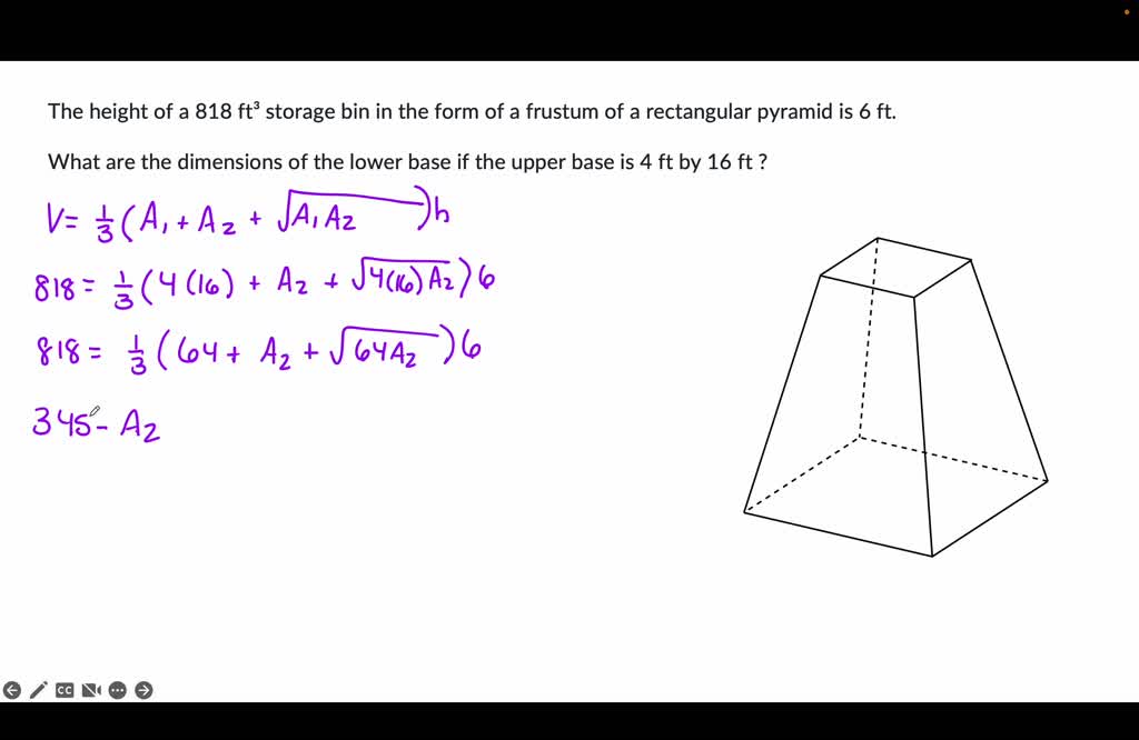 SOLVED: A vertical triangular surface has a horizontal base of 4 ft and ...
