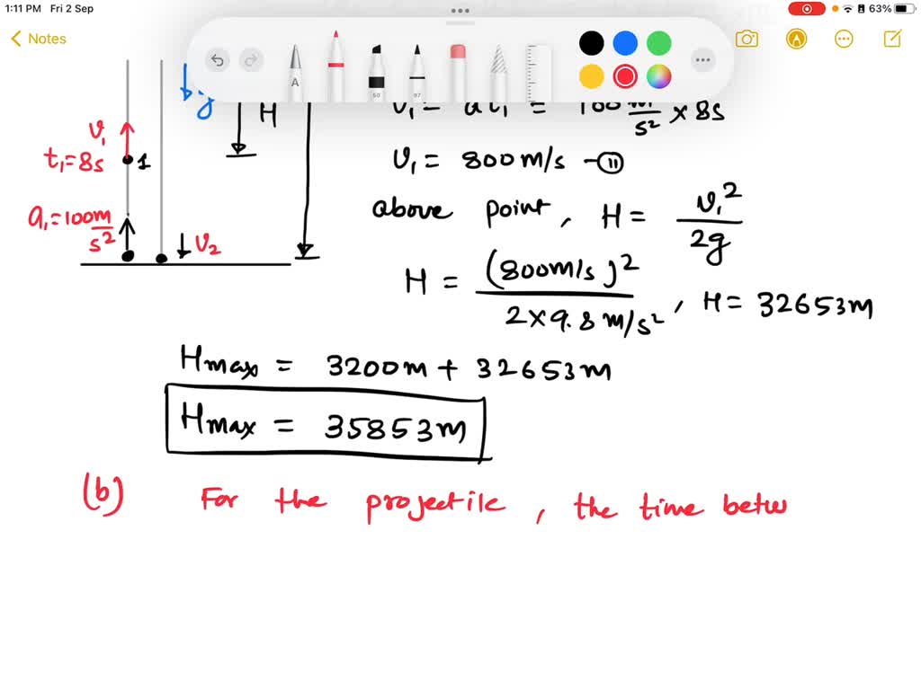 SOLVED: A missile is launched upward with an acceleration of 100 m/s^2 ...