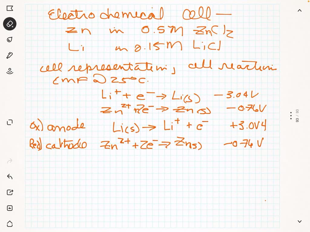 SOLVED: A electrochemical cell is formed by the combination of Zn rod ...