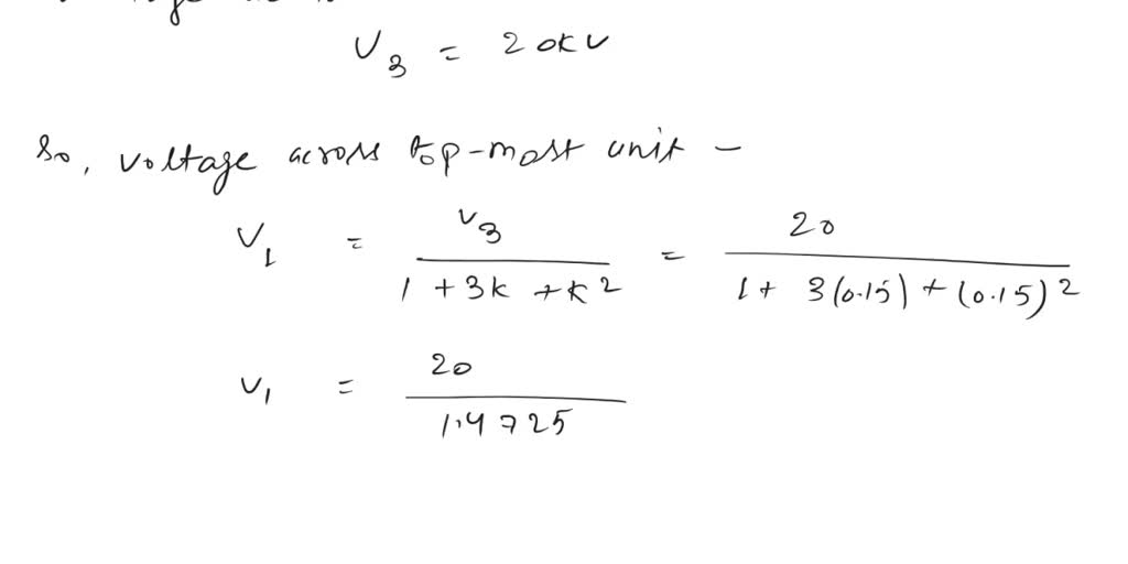 SOLVED: A string of suspension insulators consists of three units. The capacitance between each ...