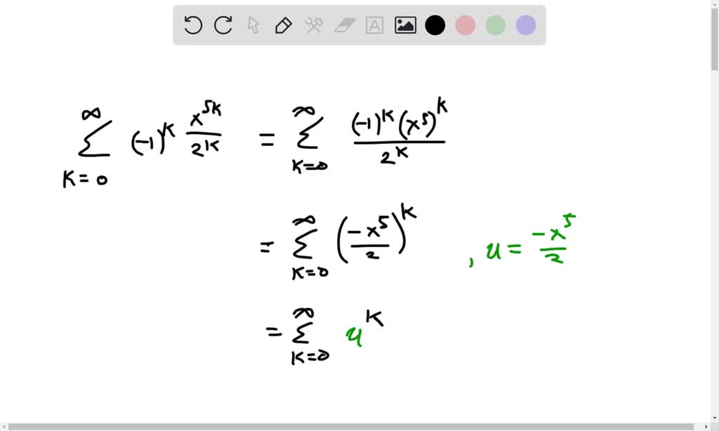 SOLVED: Identify the function represented by the following power series Sk (-1)k. 2k k=0 Click ...