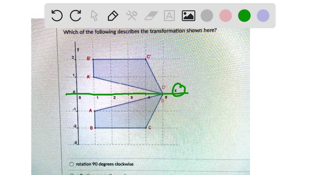 SOLVED: Which of the following describes the transformation shown here? rotation 90 degrees ...