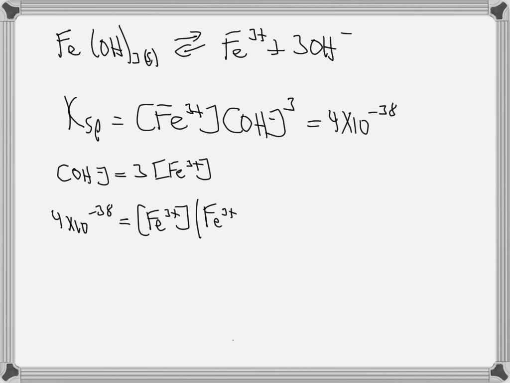 SOLVED: The solubility product, Ksp, of iron (III) hydroxide is 4.0 x ...