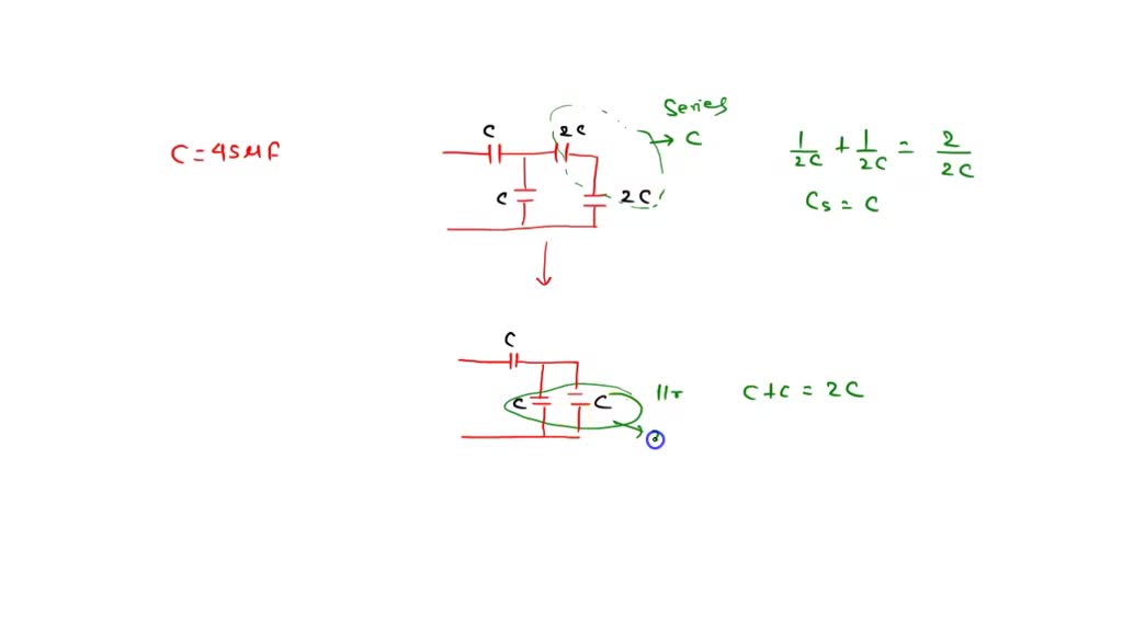 SOLVED: Determine the equivalent capacitance of the combination shown when C = 45 UF 2c Select ...