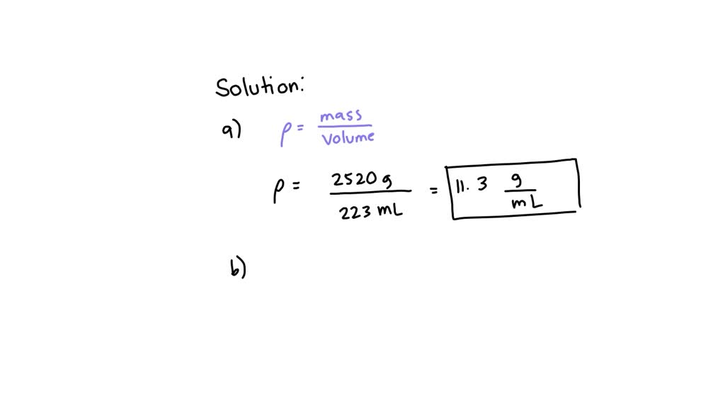SOLVED: A block of lead has a volume of 223 mL and weighs 2520 g ...