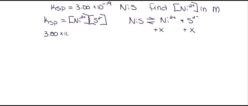 SOLVED: The solubility product constant (Ksp) of NiS is 3.00 × 10-19 ...