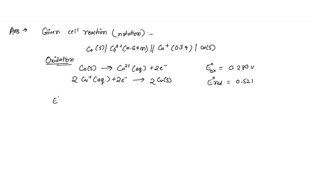 Solved Calculate The Cell Potential E For The Following Voltaic Cell