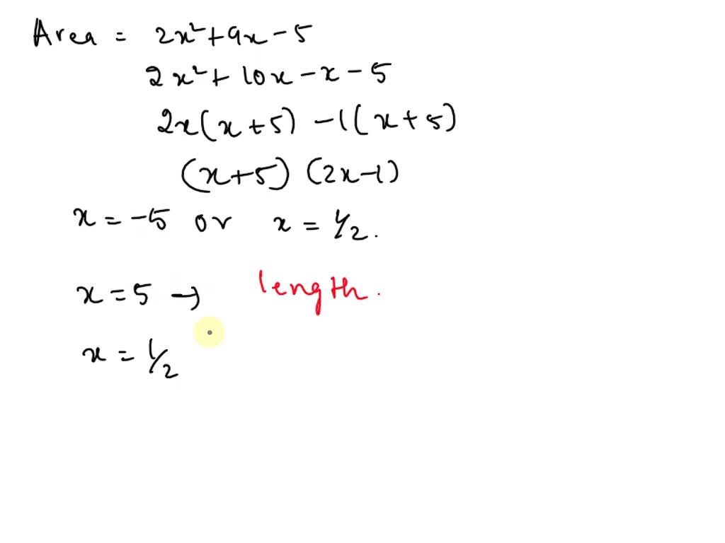 SOLVED: Reason A parking lot has an area of 2x2 + 9x 5 square meters ...