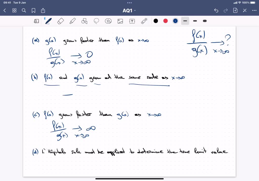 SOLVED: What does show? g(x) grows faster than f(x) as x goes to ...
