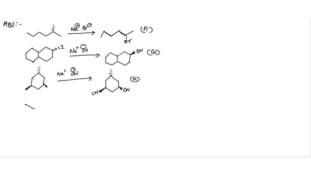 SOLVED: For the following SN2 reactions, draw the product. Make sure ...
