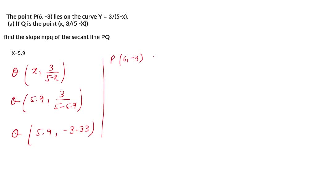 The Point P 6 3 Lies On The Curve Y 3 5 If Q Is The Point X 3