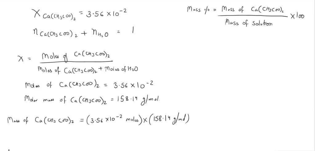 The mole fraction of potassium acetate, KCH3COO, in an aqueous solution ...