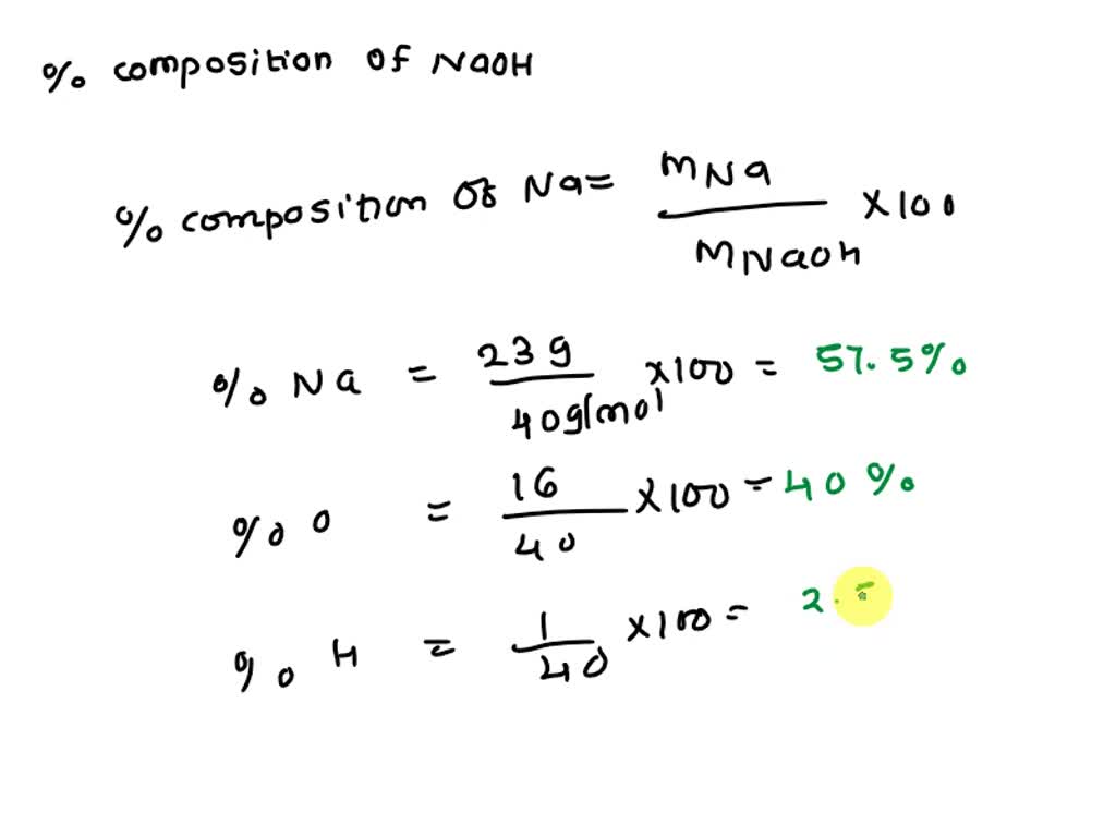 SOLVED: Calculate the percentage composition of a compound( Na=23, O=16 ...