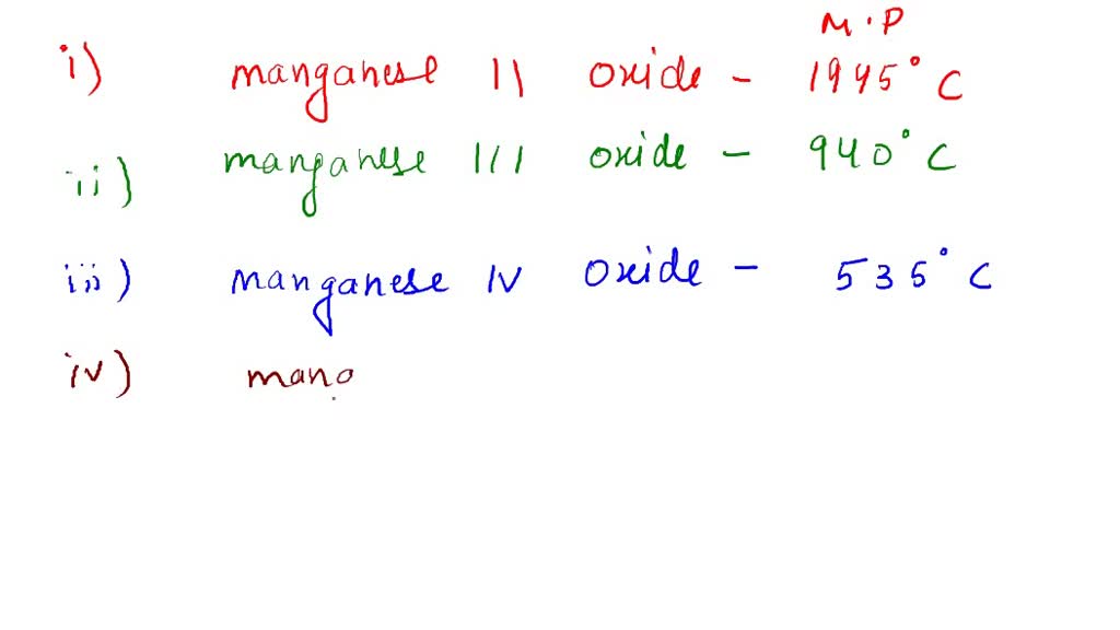 SOLVED: Using data tables find the melting points of manganese (II ...