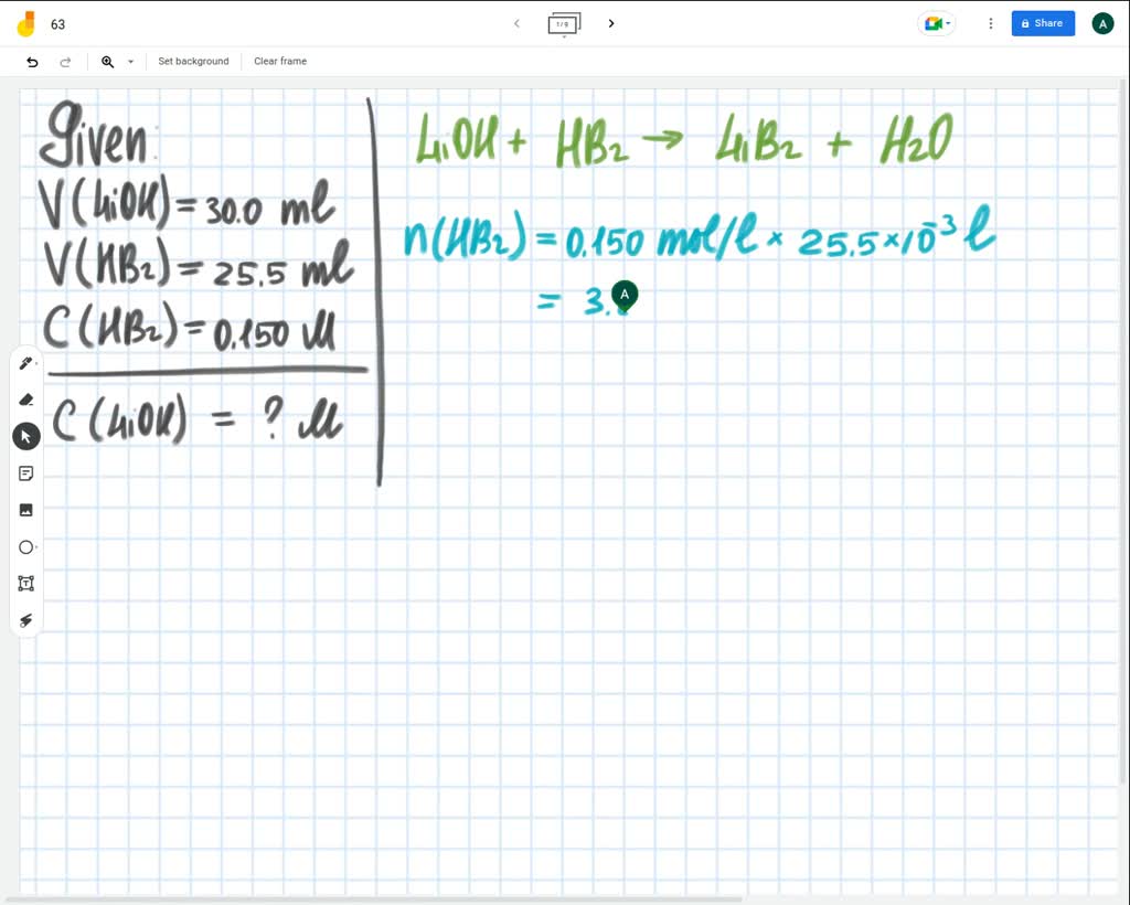 SOLVED: A 30.0 mL solution of LiOH is neutralized with 25.5 mL of 0.150 ...
