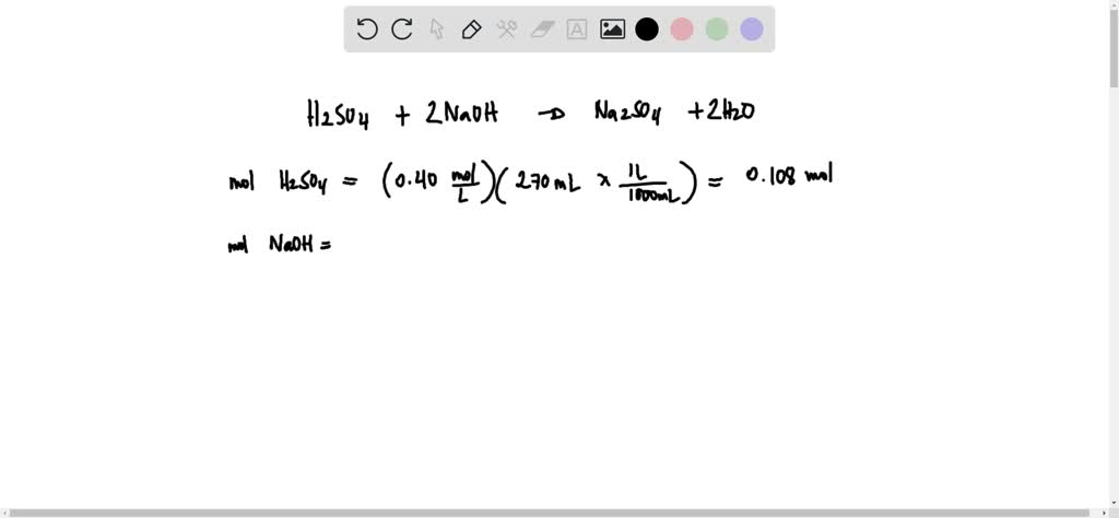 SOLVED: What volume (in mL) of a 0.50 M solution of H2SO4 is required to completely neutralize 3 ...