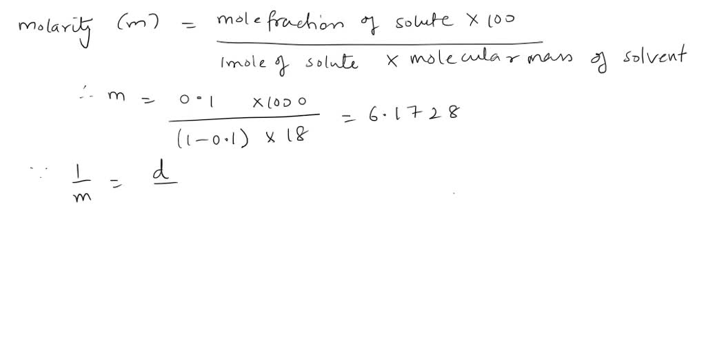 SOLVED: Mole fraction of solute in an aqueous solution of NaOH is 0.1. If the specific gravity ...
