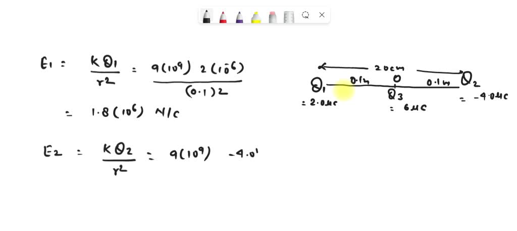 SOLVED: The distance between two charges gl = +2uC and q3 - +6uC is 20cm. Calculate the distance ...