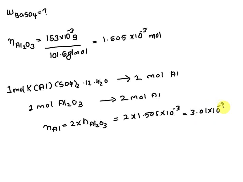 SOLVED: In a sample containing potassium aluminum alum (KAl(SO4)2.12H2O) and an inert impurity ...