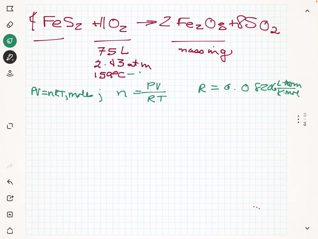 SOLVED: An iron pyrite ore containing 85.0% FeS2 and 15.0% gangue ...