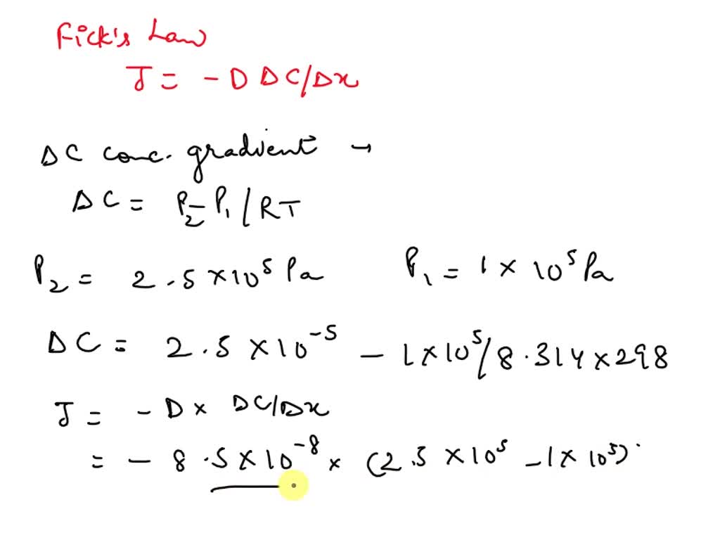 SOLVED: A plastic membrane 0.25 mm thick has hydrogen gas maintained at pressures of 2.5 bar and ...