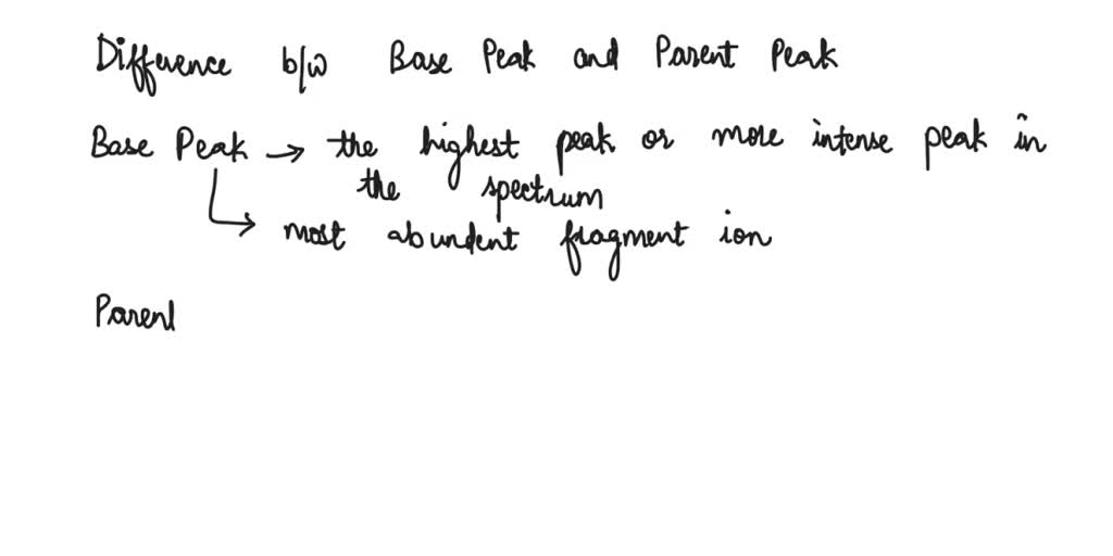 SOLVED: What is the difference between the parent peak and base peak in ...