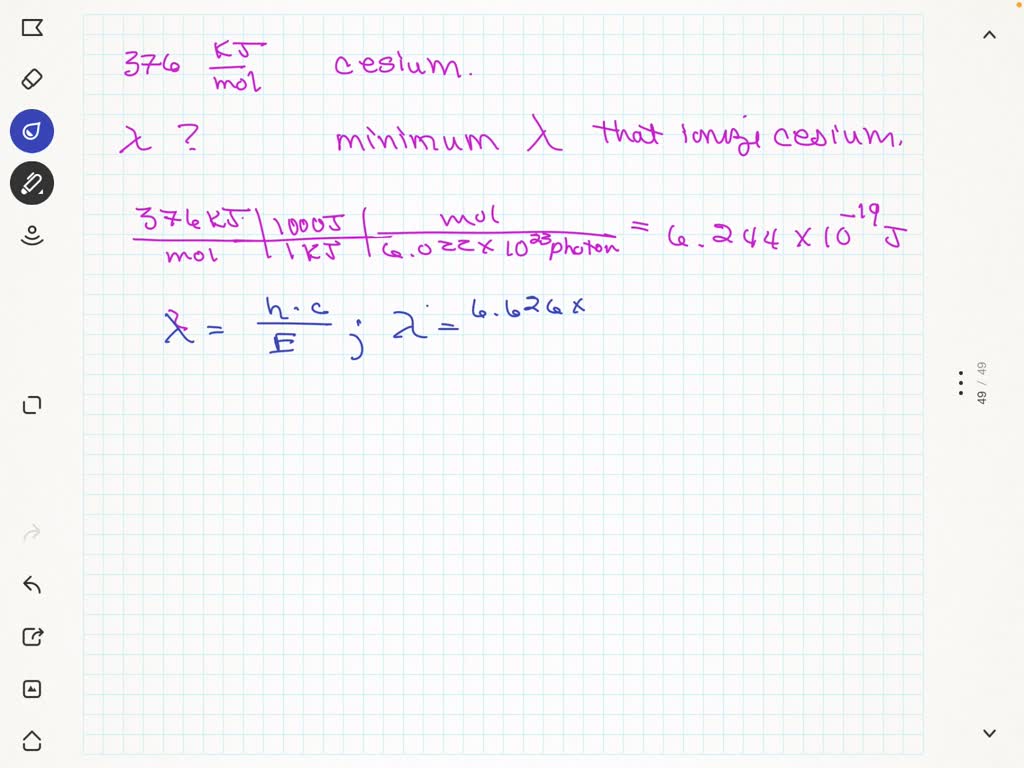 SOLVED: The energy required to remove electrons from elemental cesium ...