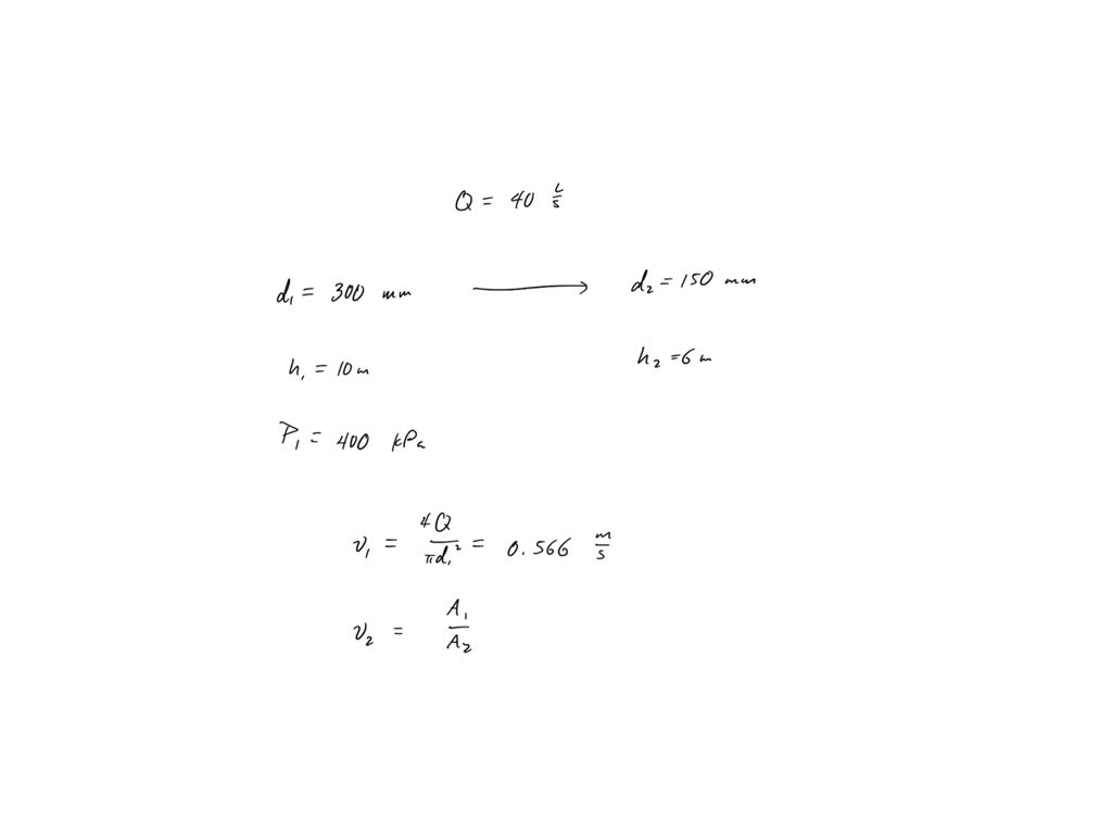 The water is flowing through a tapering pipe having diameters 300 mm ...