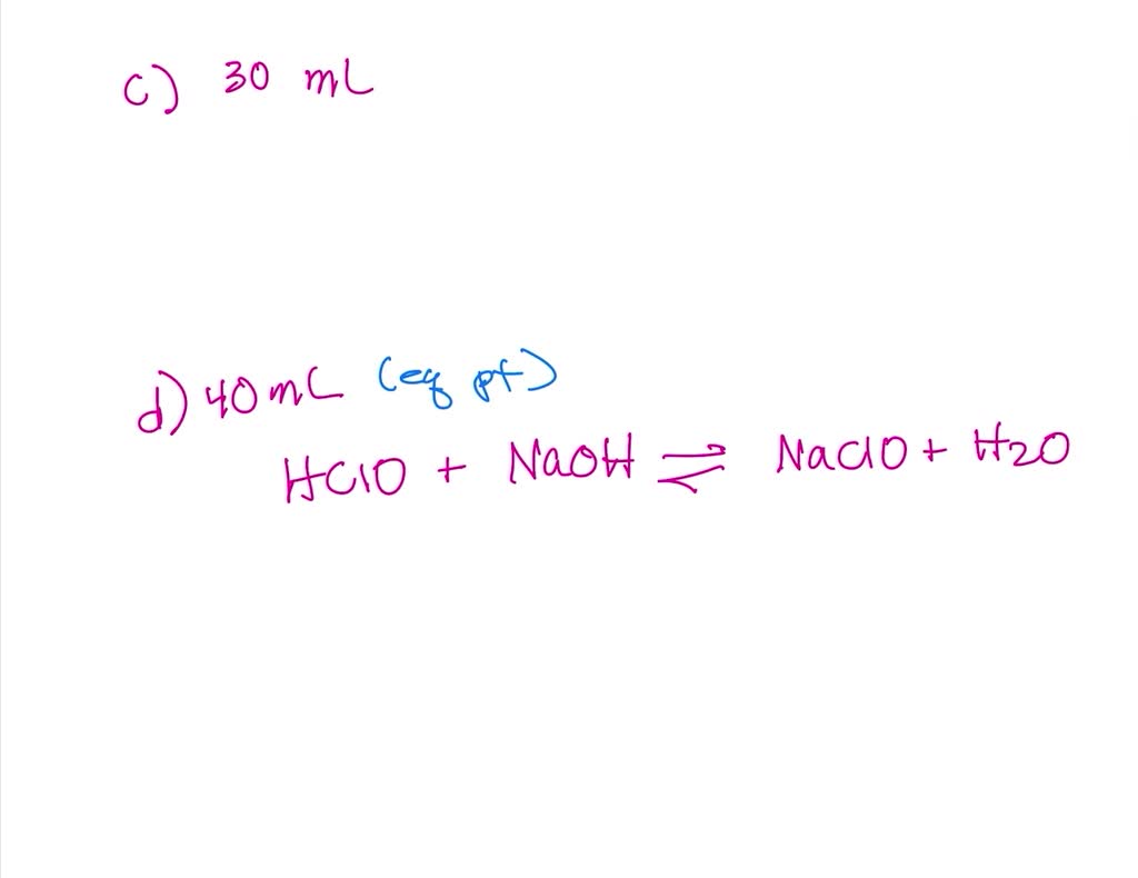 SOLVED: Ka for hypochlorous acid, HClO, is 3.0 x 10^-8. Calculate the ...