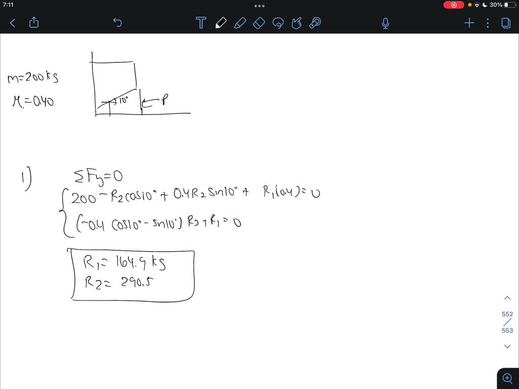 SOLVED: 'Wedge " Problem From the given figure, the mass of the block is 200kg: Coefficient of ...