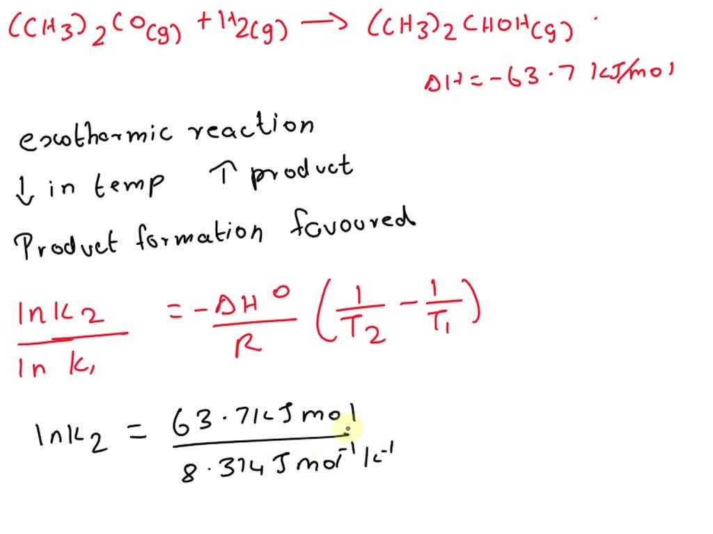 SOLVED: (CH3)2CO reacts with H2 to form (CH3)2CHOH. The equilibrium ...