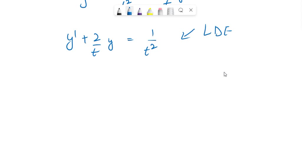 SOLVED: Consider the equation t^2y' + 2ty = 1. Rewrite the left hand ...