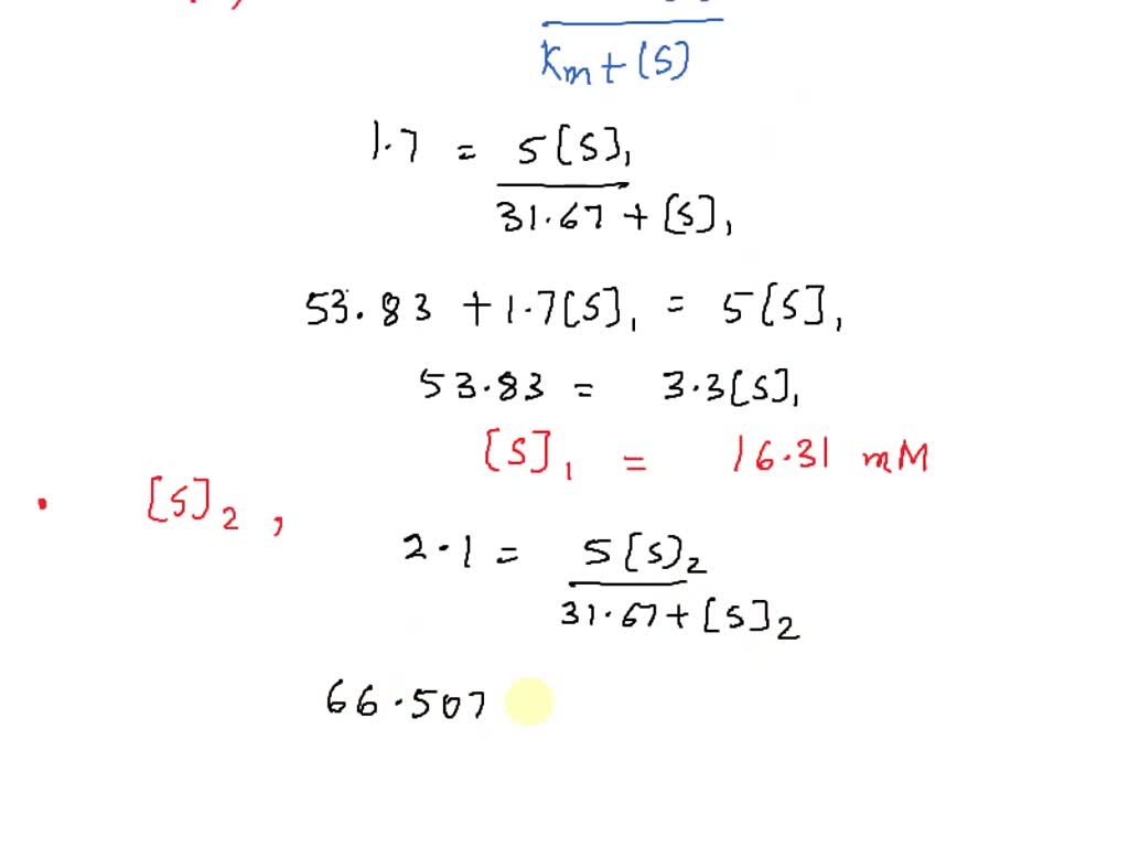 Solved Question 52 Use The Michaelis Menten Equation To Calculate The Mmollmin Missing Values