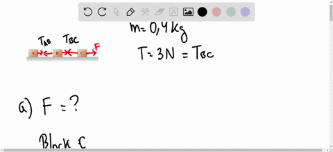 three identical blocks connected by ideal massless strings are being pulled along a horizontal ...