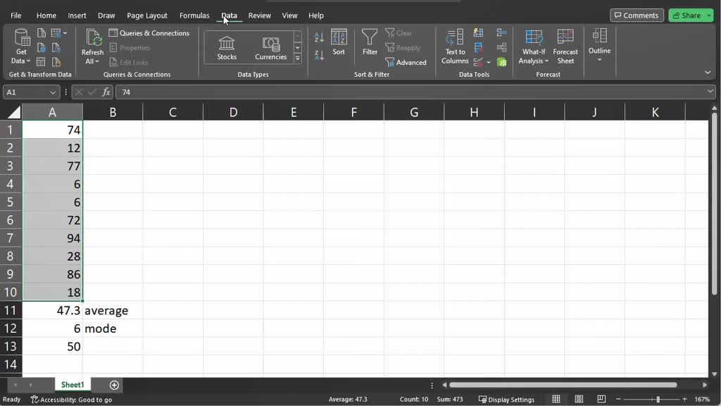 SOLVED: Need help listing 10 numbers in A1 to A10 on an Excel worksheet from smallest to largest ...